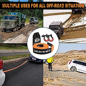 METOWARE Heavy Duty Tow Strap Recovery Kit - 3" x 20ft(35,000lbs) Tree Saver Winch Strap + 3/4" D Ring Shackles(2pcs) + Storage Bag - Truck, SUV, ATV Off Road Towing Strap Kit