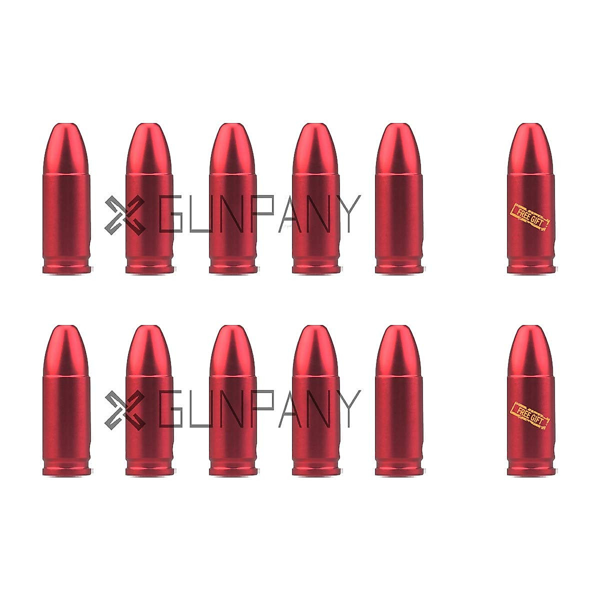 GUNPANY 12-Pack 9mm Snap Cap Trainning Dummy Round Snap Caps 9mm Luger