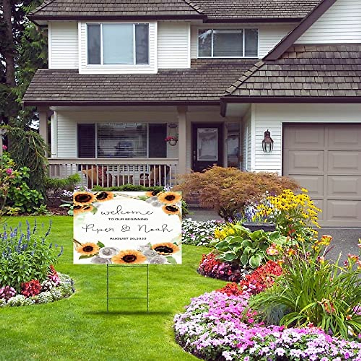 Autravelco Welcome to The Wedding of Yard Lawn Sign 12x18 Inch Modern Calligraphy Script Welcome to Our Forever Funny Lawn Sign for House Rent Party Decorations Props