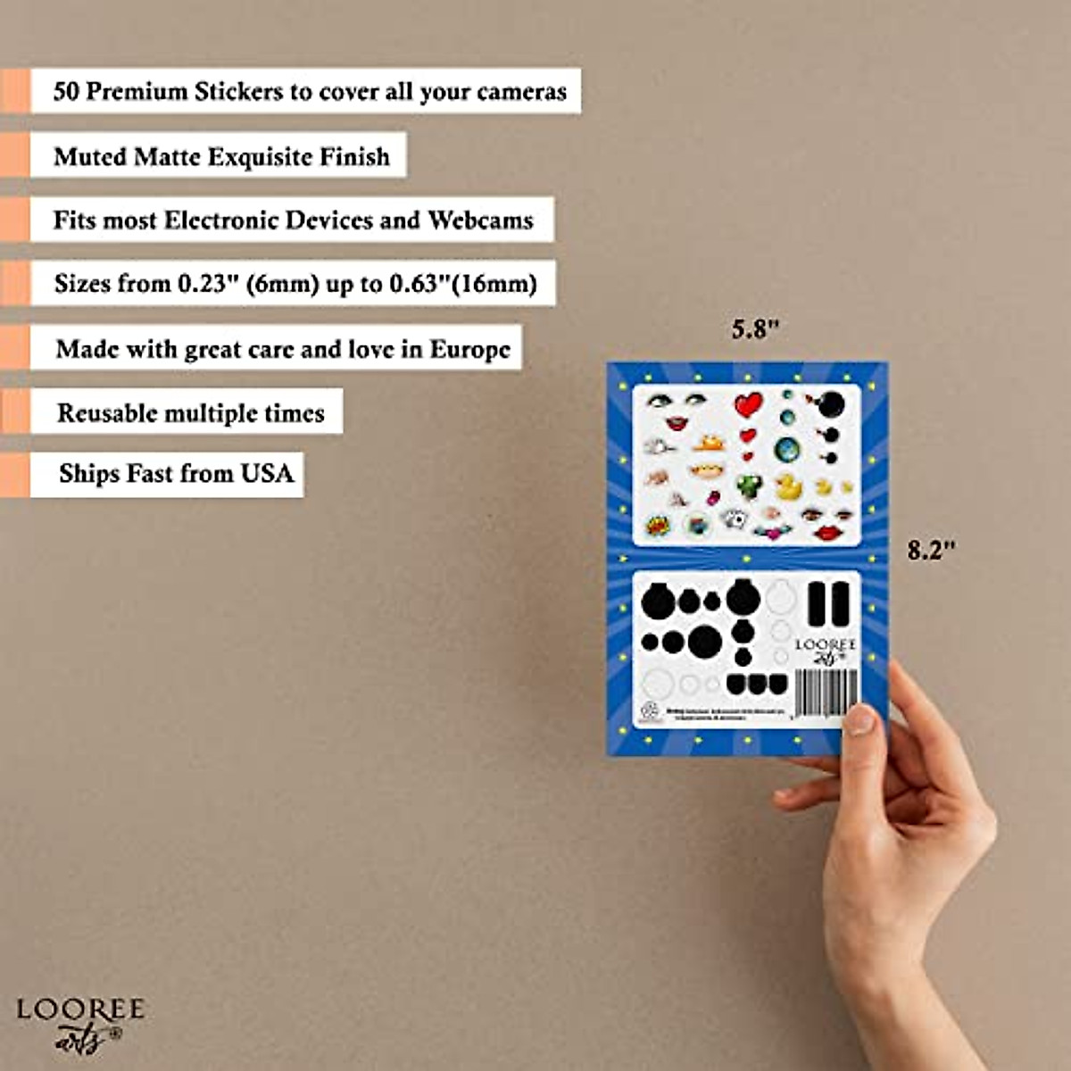 Webcam Cover Laptop Camera Stickers Dimmer for Electronics LED Light Phone Sticker Premium Prints 50 Stickers