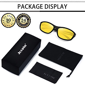 Joopin Night Vision Glasses Men Women, Sports Night Driving Glasses Sunglasses Anti Glare UV Protection (Black Yellow)