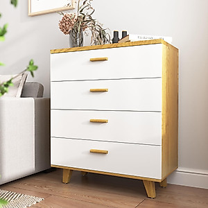CIPACHO White 4 Drawer Dresser for Bedroom, Modern Wood Storage Chest of Drawers for Nursery, Living Room,Kid Room (4 Drawer)