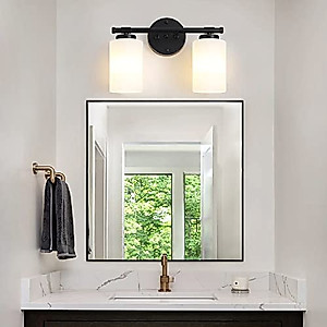 GZBEINI 2 Lights Black Bathroom Vaniy Light Fixtures, Black Vanity Lights for Bathroom Over Mirror,Modern Bathroom Lighting Fixtures Over Mirror Glass