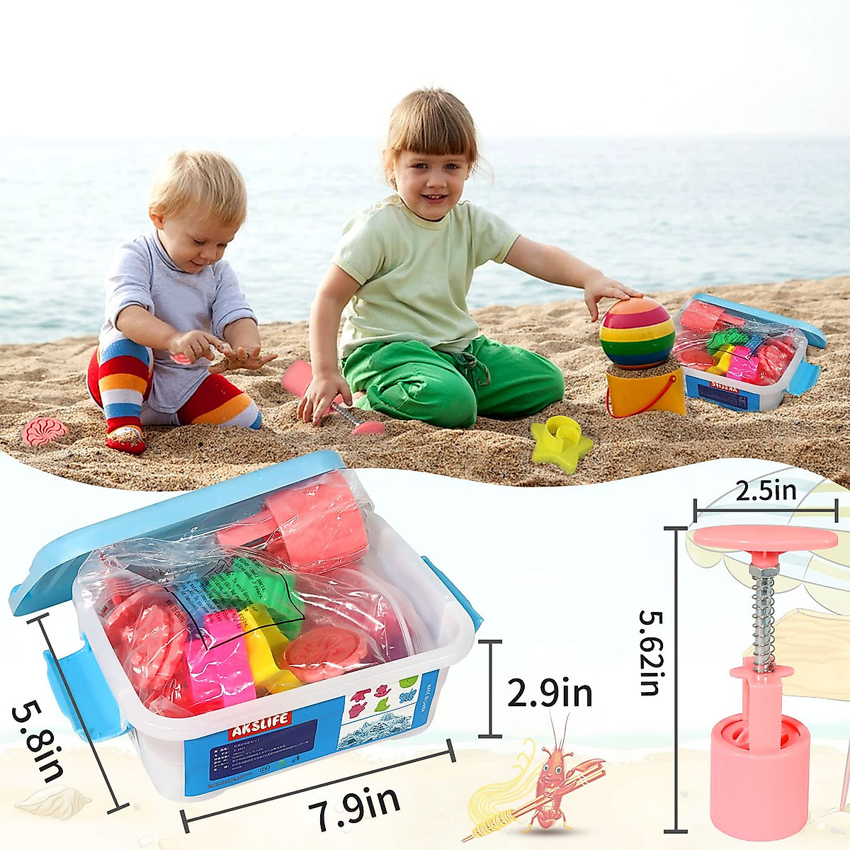 4 Color Magic Sand Set Beach Toys - HOVOCEL Kids' Sand Art Kits， Molds and Tray for Girls and Boys - Ideas for Children Activities Age 6+