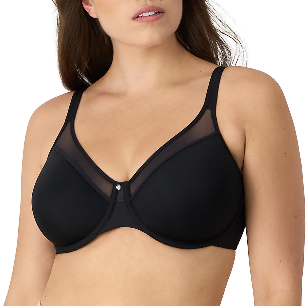 Bali Women's One Smooth U Ultra Light Illusion Neckline Underwire Bra, Black,38DD