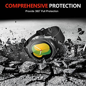 Misxi 2-Pack Hard PC Case with Screen Protector for Samsung Galaxy Watch 5 Galaxy Watch 4 40mm, Ultra-Thin Scratch Resistant Cover with Tempered Glass, 1 Black + 1 Transparent