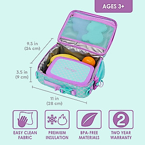 Bentgo® Kids Lunch Bag - Durable, Double-Insulated Lunch Bag for Kids 3+; Holds Lunch Box, Water Bottle, & Snacks; Easy-Clean Water-Resistant Fabric & Multiple Zippered Pockets (Mermaid)