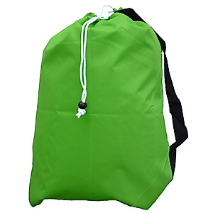Small Laundry Bag with Drawstring, Carry Strap, Locking Closure, Color: Lime Green, Size: 22x28