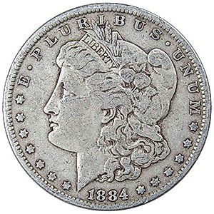 1884 Morgan Dollar F Fine 90% Silver $1 US Coin Collectible