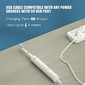 MOCEMTRY Sonic Electric Toothbrush Rechargeable Whitening Waterproof Tooth Brush with 3 Cleaning Modes (White)