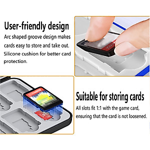 YUNKOZAND Switch Game Card Case Compatible with Switch/OLED/Lite,Portable Switch Game Holder with 24 Games Cartridge Slot&24 SD Card Storage, Travel Accessories Switch Game Case Blue