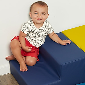 SoftScape Toddler Playtime Corner Climber, Indoor Active Play Structure for Toddlers and Kids, Safe Soft Foam for Crawling and Sliding (4-Piece Set) - Blue/Red, 11619-BLRD
