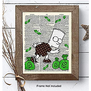 Graffiti Wall Art of Louis Vuitton - Bart Simpson Poster - Banksy Wall Art Set - LV Wall Decor - Money Decorations Wall Decor - Urban Wall Decor - Funny Street Art Mural for Alec Monopoly Fans