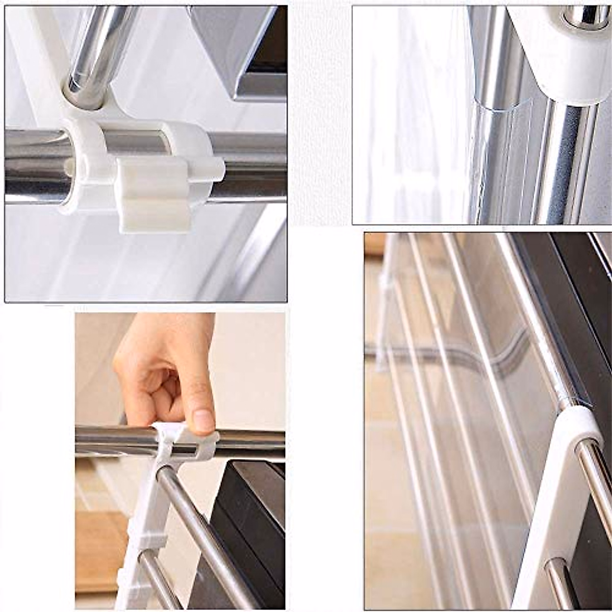 JF-XUAN Kitchen Shelf Microwave Oven Rack Multifunctional 2-layer Microwave Oven Rack Kitchen Rack Adjustable Stainless Steel Storage Rack With Hook Large Microwave Oven Rack (Color : Silver, Size