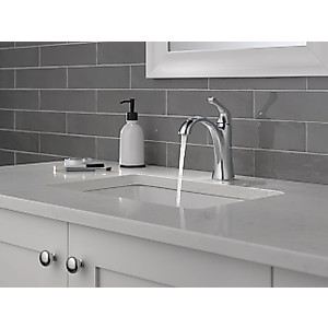 Delta Faucet Arvo Single Hole Bathroom Faucet, Single Handle Bathroom Faucet Chrome, Bathroom Sink Faucet, Drain Assembly Included, Chrome 15840LF