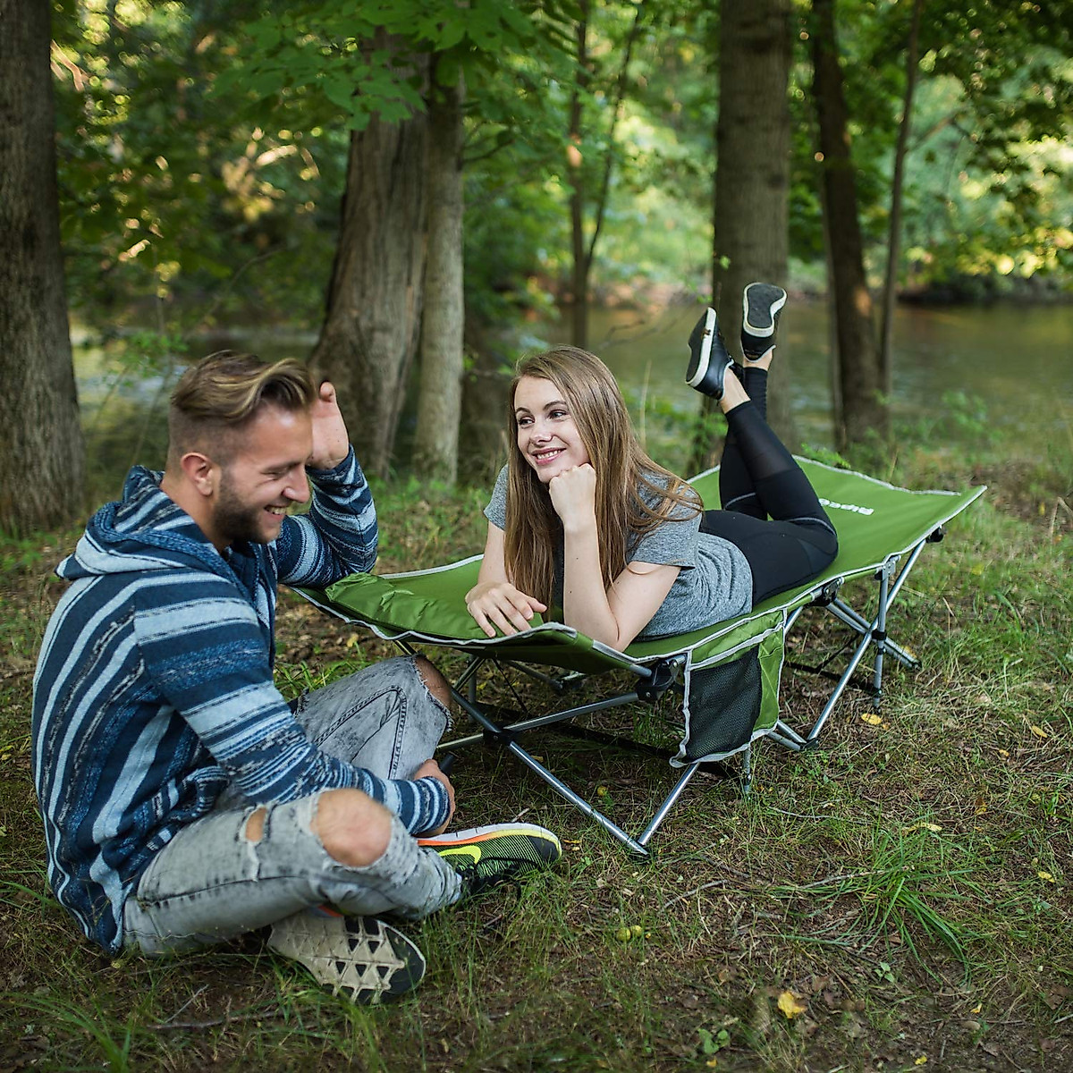 Alpcour Folding Camping Cot – Deluxe Collapsible Single Person Bed in a Bag w/Pillow for Indoor & Outdoor Use – Ultra Lightweight, Comfortable, Heavy Duty Design Holds Adults & Kids Up to 300 Lbs