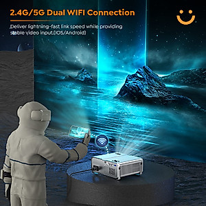 YABER Pro U10 5G WiFi Bluetooth Projector Full HD 1080P Projector Carry Bag Included Support 4K, 4D/4P Keystone&Zoom, Home Theater&Outdoor Video Projector for iOS/Android/PC/PPT/PS5