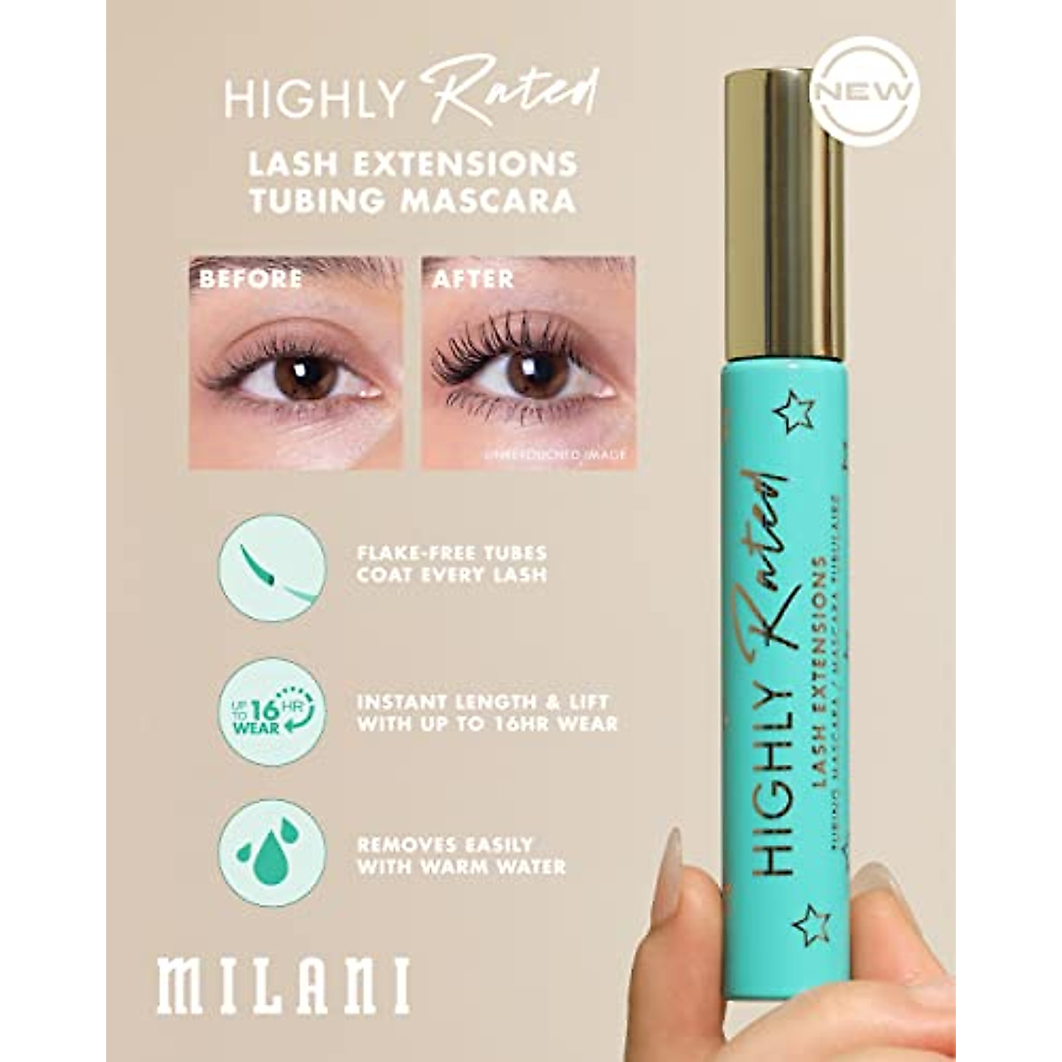 Milani Highly Rated Lash Extensions Tubing Mascara for Added Length and Lift - Black - As Seen on Tik Tok