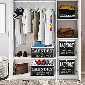Ollabaky Quote Laundry Room Cube Storage Bin, Foldable Fabric Storage Cube Basket Cloth Organizer Box with Handle for Closet Shelves, Nursery Storage Toy Bin - S