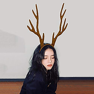 MR.FOAM Reindeer Antlers Headband, Antlers Headband Adult Deer Antlers Headband Women Reindeer Antlers Headband for Halloween Christmas and Easter Party (brown)