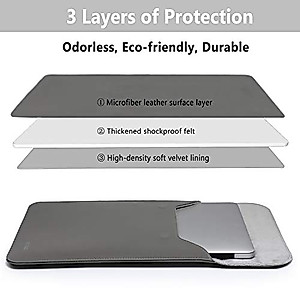 HYZUO 13 Inch Laptop Sleeve Compatible with MacBook Air M2 A2681 13.6" Display, MacBook Air 13 M1 2018-2022, MacBook Pro 13 M2 M1 2016-2022, Faux Suede Leather Case with Accessory Bag, Dark Gray