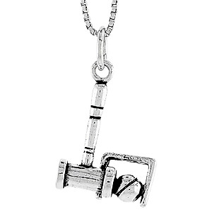 Sterling Silver Croquet Stick and Ball Charm, 3/4 inch tall