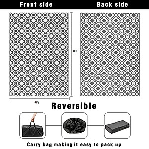 HEBE Outdoor Rug 4'x6'Waterproof Patio Mat Clearance Reversible Door Mats Plastic Straw Camp RV Tent Carpet Floral Area Rug for Camping,Backyard,Deck,Picnic,Beach,Trailer