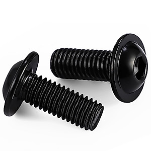 M6-1.0 x 20mm Flanged Button Head Socket Cap Screw Bolts, Allen Socket Drive, Stainless Steel 304, Black Finish, Quantity 25
