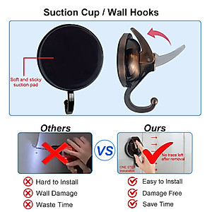 YSSILADI Suction Cup Hooks Heavy Duty Vacuum Suction Shower Hooks Glass Suction Cup Hooks Bathroom Robe Hooks Reusable, No Hole Punched, for Garland Decoration (2 Pack, Antique Brass)