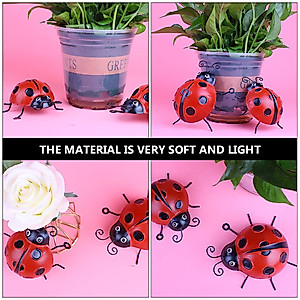 IMIKEYA 4pcs Wrought Iron Lawn Ladybug Simulation Ladybug Simulated Ladybug Garden Ladybug Iron Art Ladybug Iron Ladybug Yard Ladybug Decoration Ladybug Model Ladybug Decorations