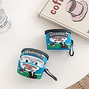 Ultra Thick Soft Silicone Case for Apple AirPods Pro 2019 with Keychain Hook Chocolate Ice Cream Cup 3D Cartoon Food Shaped Cute Lovely Fun Funny Unique Creative Cool Kids Girls Women Teens