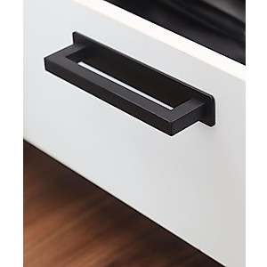 RVPEKUPE 2-Pack Adhesive Cabinet Handles Stick On Handle Self Stick Drawer Pulls No Drill Cabinet Pulls for Cabinet Closet Glass Sliding Shower Door Handle - 6", Black