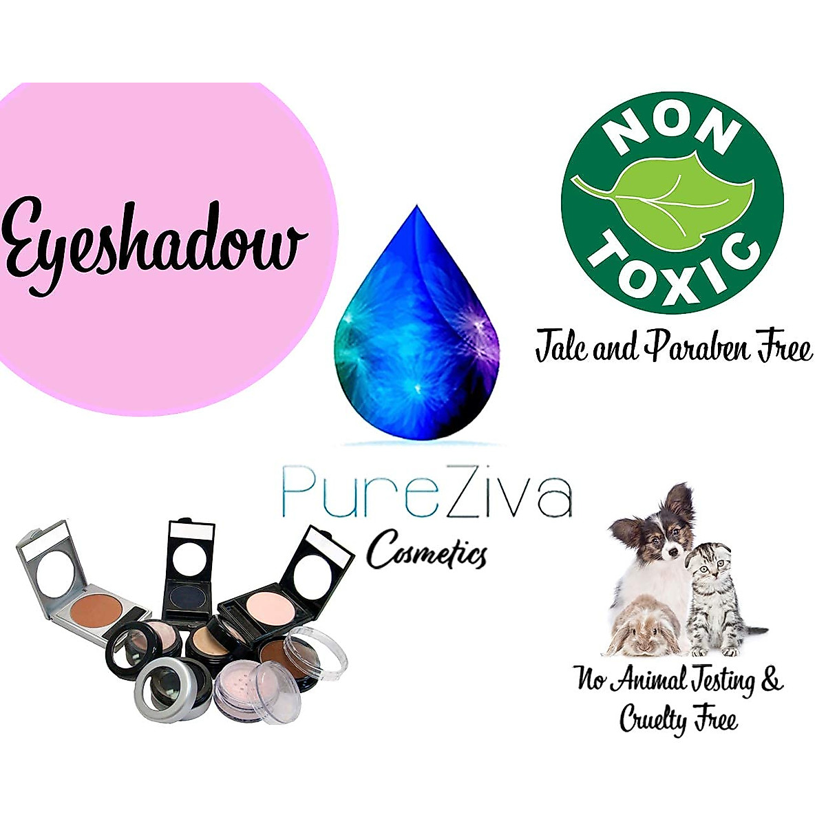 Pure Ziva Rich Dusty Rose Pink Matte Red Mauve Pressed Powder Single Vegan Eyeshadow; Talc, Paraben & Cruelty Free