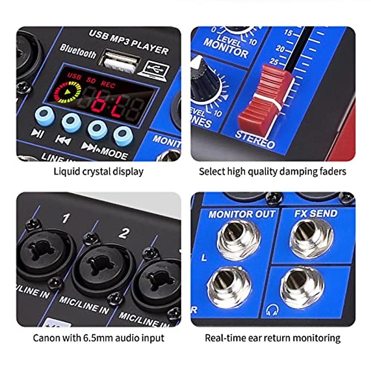 D Debra SI Series Professional Portable Recording Mixer Audio with 99 DSP Digital Effects Mic Preamps and USB for DJ Mixer Console Karaoke Home Recording Studio (SI-8UX)