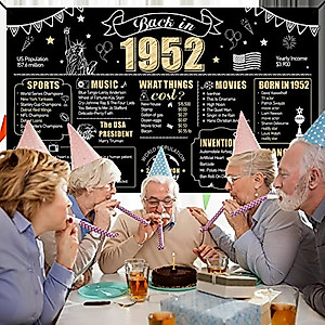 71st Birthday Decorations Back in 1952 Banner Backdrop for Men Women, Happy 71 Theme Birthday Sign Background Party Supplies, Black Gold Seventy-one Birthday Photo Poster Party Decor