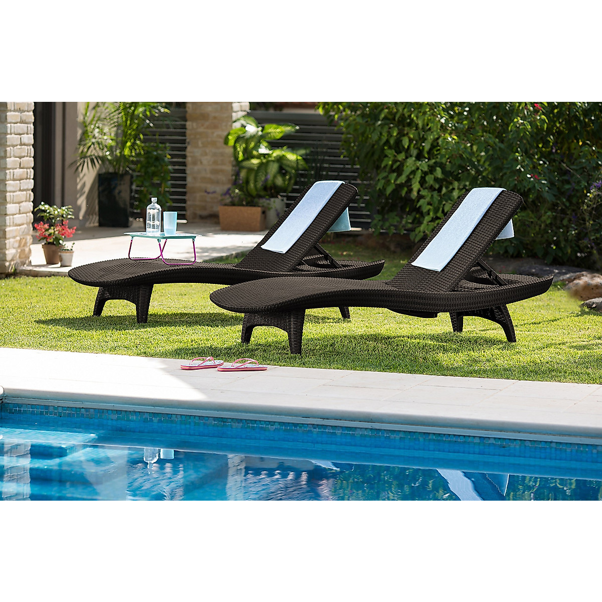 Keter 211045 Pacific Sun Lounger Set of 2, Brown