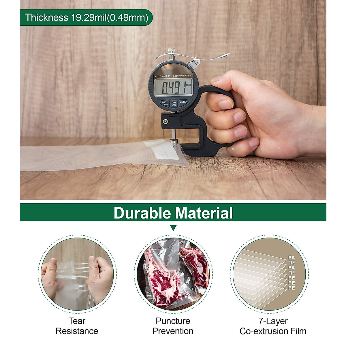 UTILIMATES Pint Vacuum Sealer Bags for Food, 6x10 Inch 200, Preprinted Label, BPA-free Puncture Prevention Heavy Duty Small Vacuum Seal Bags for Food, Ideal for Food Saver, Freezer Bags, or Sous Vide