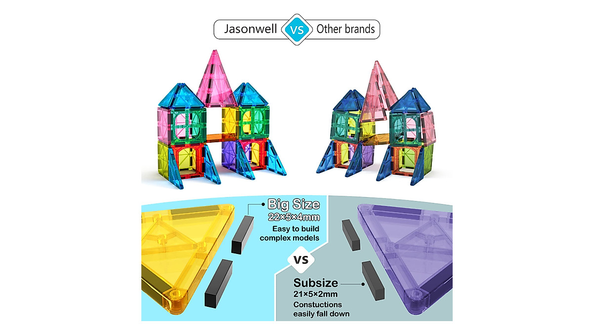 Jasonwell 100pcs Magnetic Tiles Set for Creative Kids