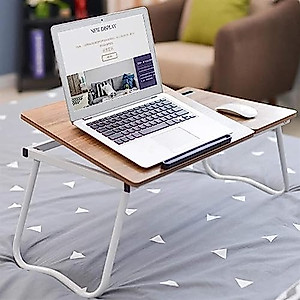 GRALES Gaming Computer Desk Foldable Bed Tray 26 Inches Laptop Desk Adjustable Bed Table with Storage Slots Tablet Phone Holder Foldable Computer Desk
