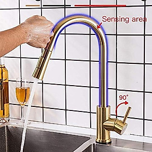 Faucets, Water-Tap Bath Shower Systems Touch Control Kitchen Faucet Stainless Steel Smart Sensor Kitchen Mixer Touch Faucet for Kitchen Pull Out Sink Taps