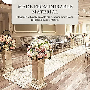SLS SUPPLY FLORA - Wedding Aisle Runner, White Floral Print Wedding Floor Must-Have with Pull String and Double-Sided Adhesive Strip, for Indoor and Outdoor Weddings, 100 feet X 3 feet