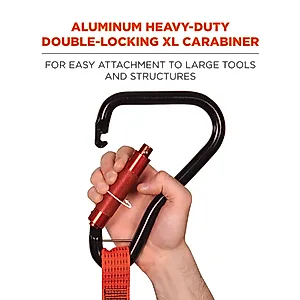 Ergodyne Squids 3148 Heavy Duty Tool Lanyard, Carabiner and Loop End, Tool Weight Capacity 80lbs, Orange