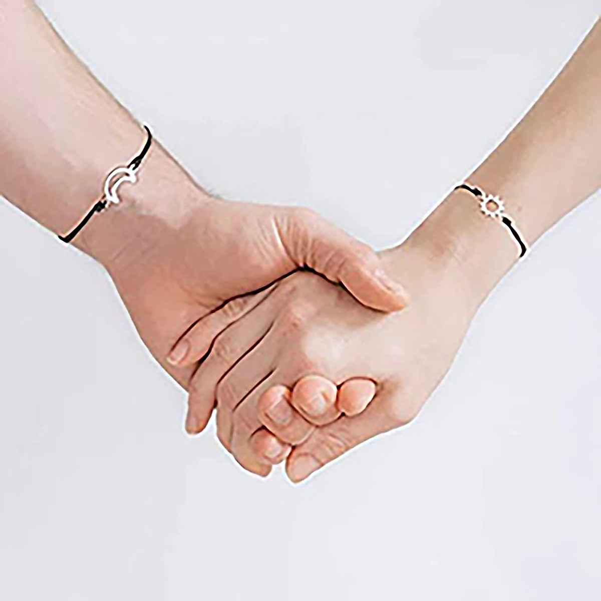 Friendship Bracelet Long Distance Bracelets for Women Best Friend Pinky Promise Matching Bracelets for 2 Couples Anklet Bracelets with Message Card Boyfriend Girlfriend Men (Black Strand-Moon&Sun)