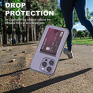 Wuwedo for iPhone 14 Pro Crystal Clear Card Case, [Slim & Protection][Up to 2 Cards] Anti-Yellowing Flexible TPU Wallet Case with Card Holder for iPhone 14 Pro 6.1" 2022