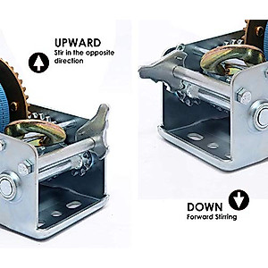 G Ganen 3200lbs Polyester Strap 2 Gear Hand Winch Hand Crank Gear Winch ATV Boat Trailer