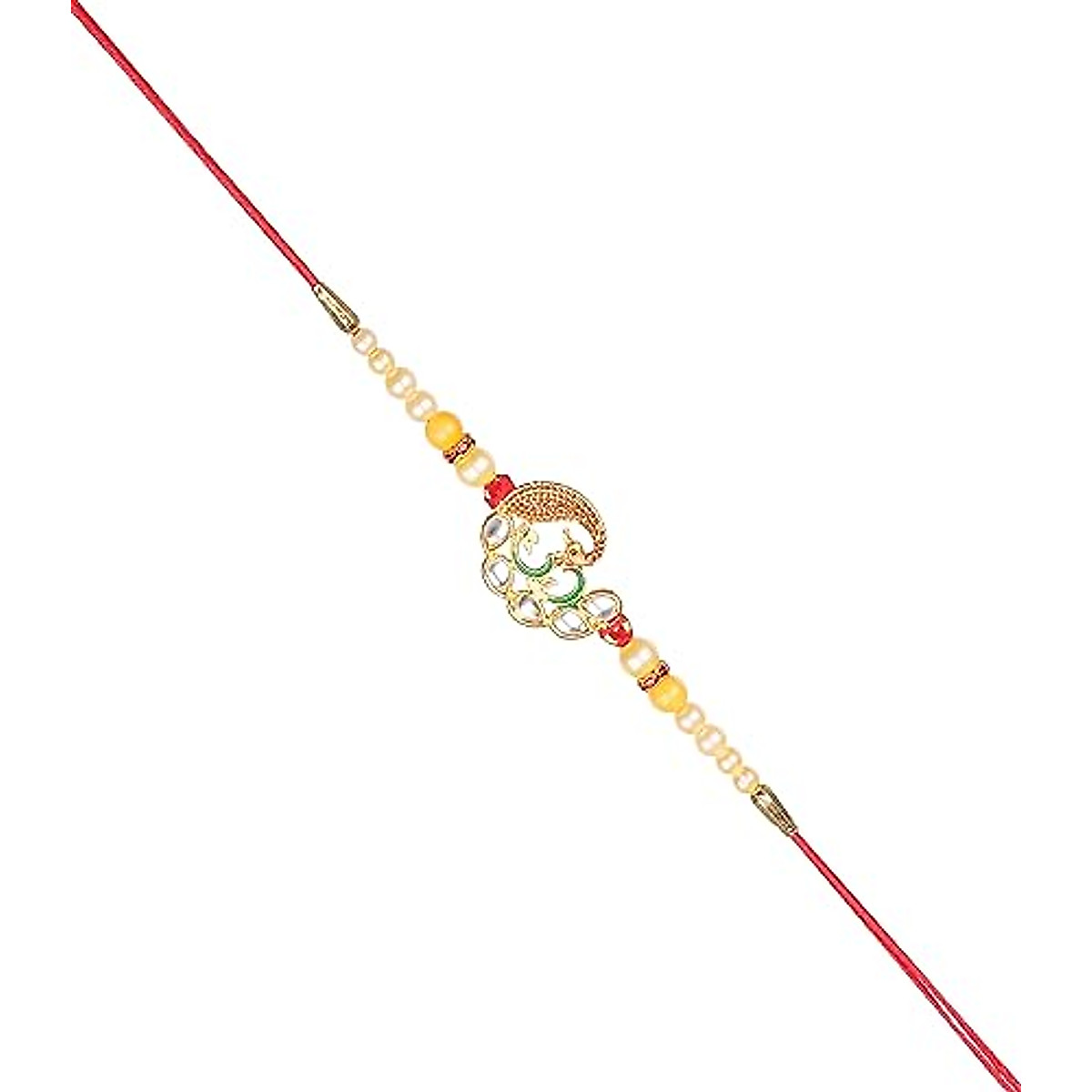 CHERKRAFT Rakhi for Brother Thread for Men/Boy Raksha Bandhan Peacock Design Rakhi with Pearls (Design 6)