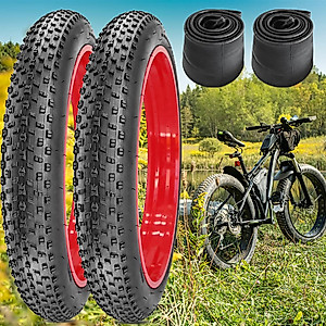 2 Pack 20" 26" Fat Tires 20/26 x 4.0 inch Fat Bike Tire Bike Tubes and Tire Levers for Folding Tires Electric Snow Beach Bicycle Tire Bicycle (26 X 4.0 2 Tires 2 Tubes)