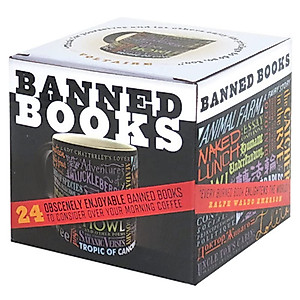 The Unemployed Philosophers Guild Banned Book Coffee Mug - Colorfully Lists 24 Famously Banned Books, Comes in a Fun Gift Box, 12 oz