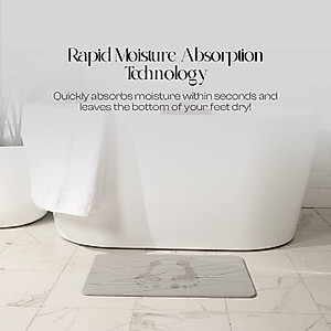 Mondano Stone Bath Mat, Diatomaceous Earth Shower Mat Non Slip Bathroom Mat Quick Dry Stone Mat, Stone Dish Drying Mat, Stone Bath Mats for Bathroom, Diatomaceous Earth Bath Mat (Carbon Grey)