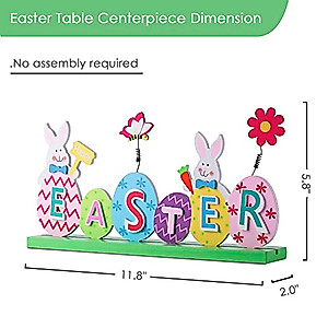 Happy St Patrick's Day Wooden Table Decorations and Happy Easter Centerpiece with Colorful Bunny and Eggs Signs